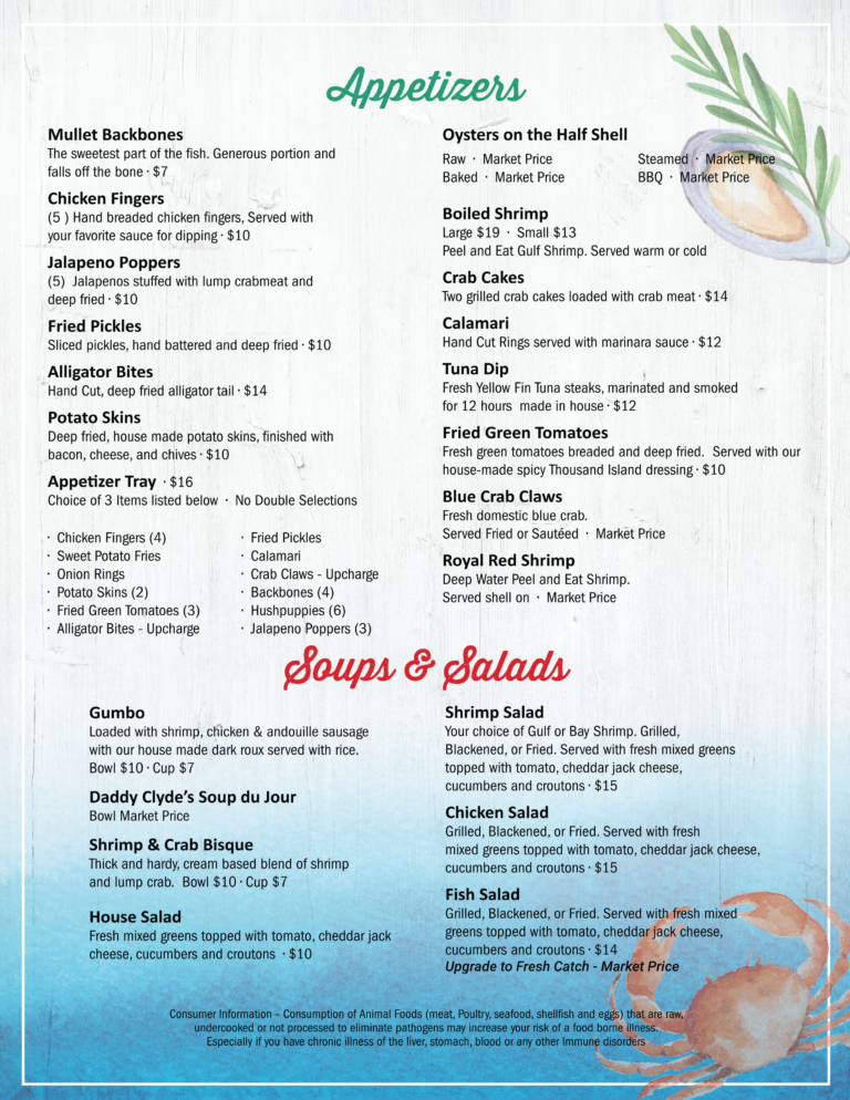 Menu – The Point Restaurant – Perdido
